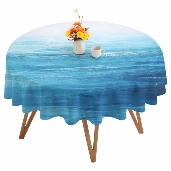 Blue Gradient Round Tablecloth 54 inches Ocean Abstract Sea level Waves ...