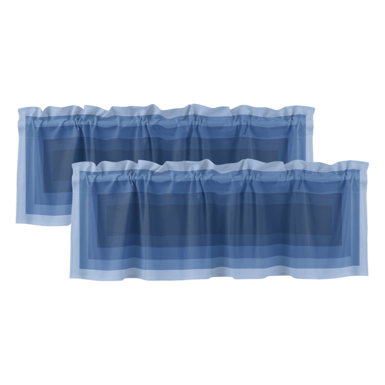 Blue Gradient Squares 2 Panels Kitchen Valance, Softness Layers Zen ...