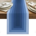 Blue Gradient Squares Cotton Linen Table Runner Softness Layers Zen ...