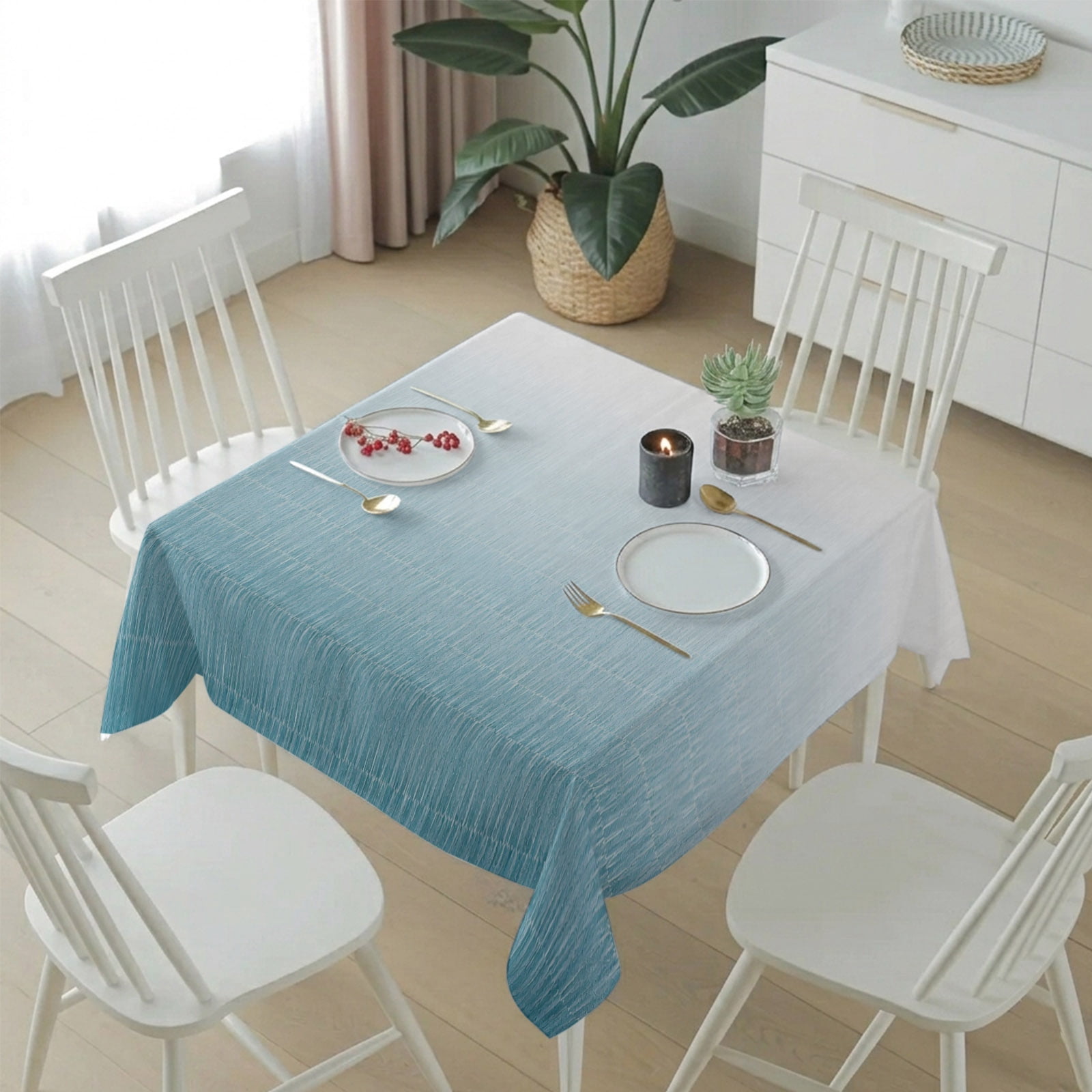 Blue Gradient Summer Ocean Table Cloth 54x54in, Waterproof Square ...