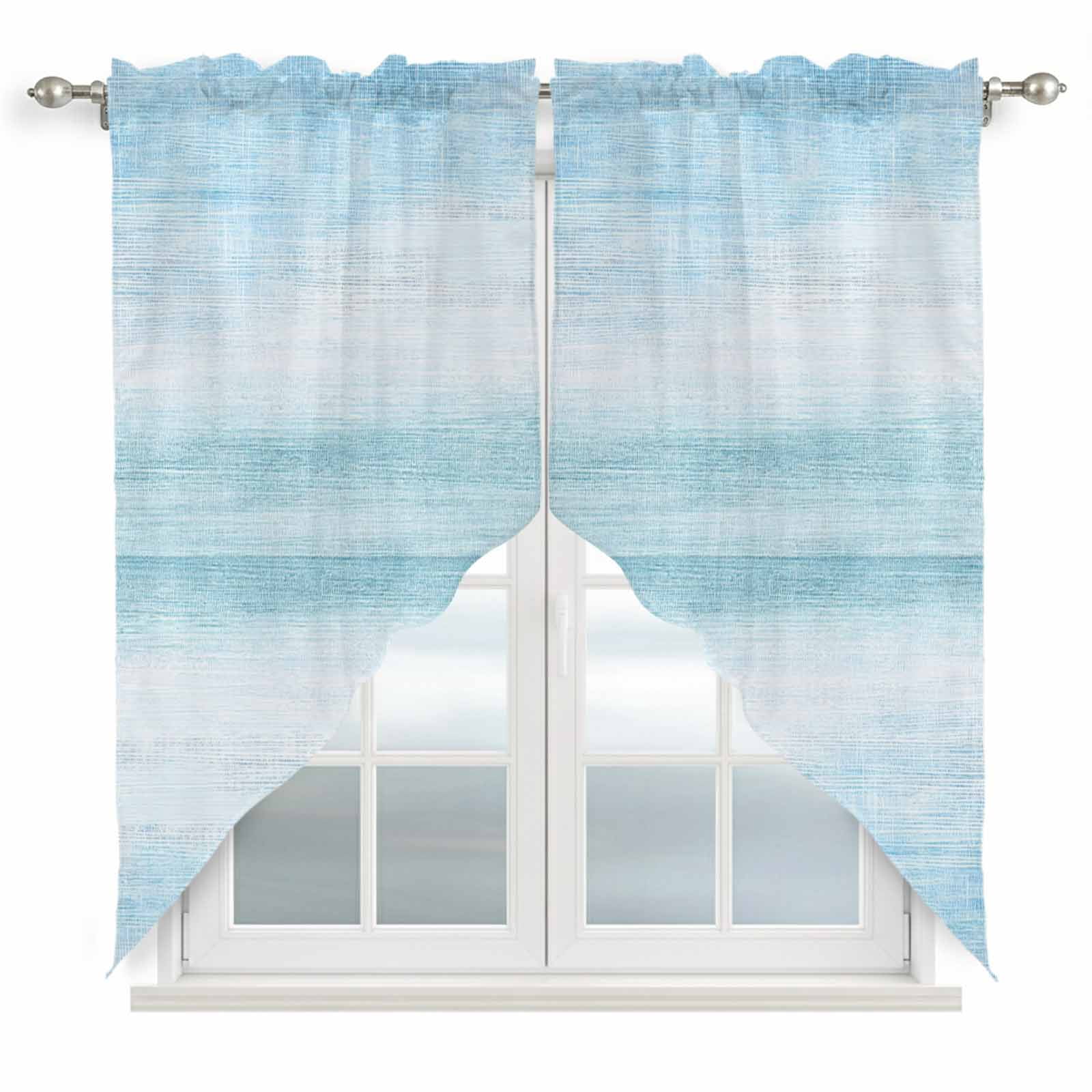 Blue Gradient Swag Curtain Valance for Small Windows, Summer Window ...
