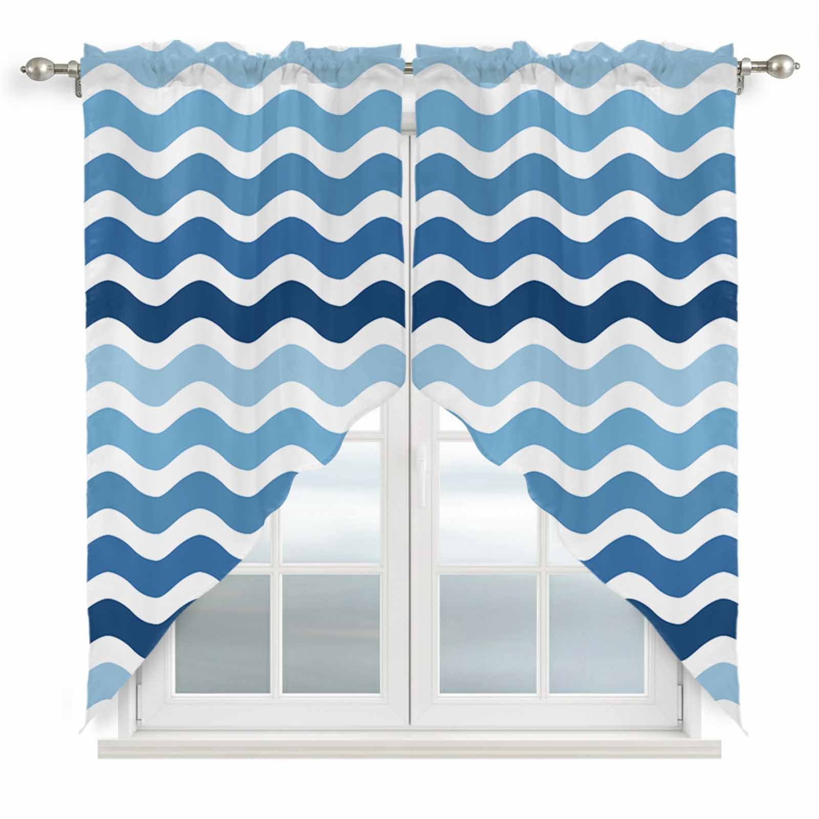 Blue Gradient Swag Valances for Windows 36 inches Long, Water Ripple ...