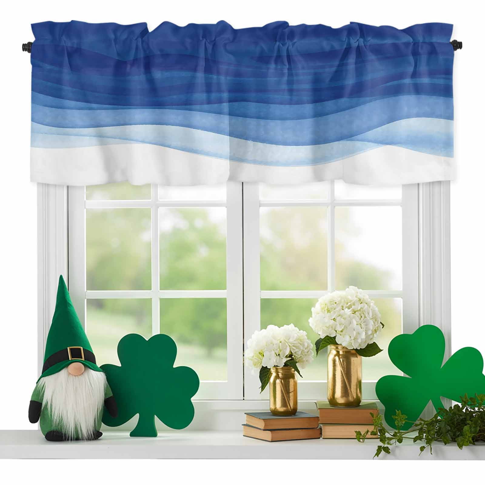 Blue Gradient Valances for Windows, Watercolor Abstract Dark Blue ...