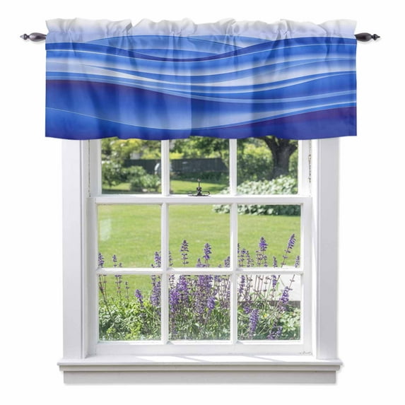 Blue Gradient Valances for Windows, Fluid Wave Art Valance Window ...