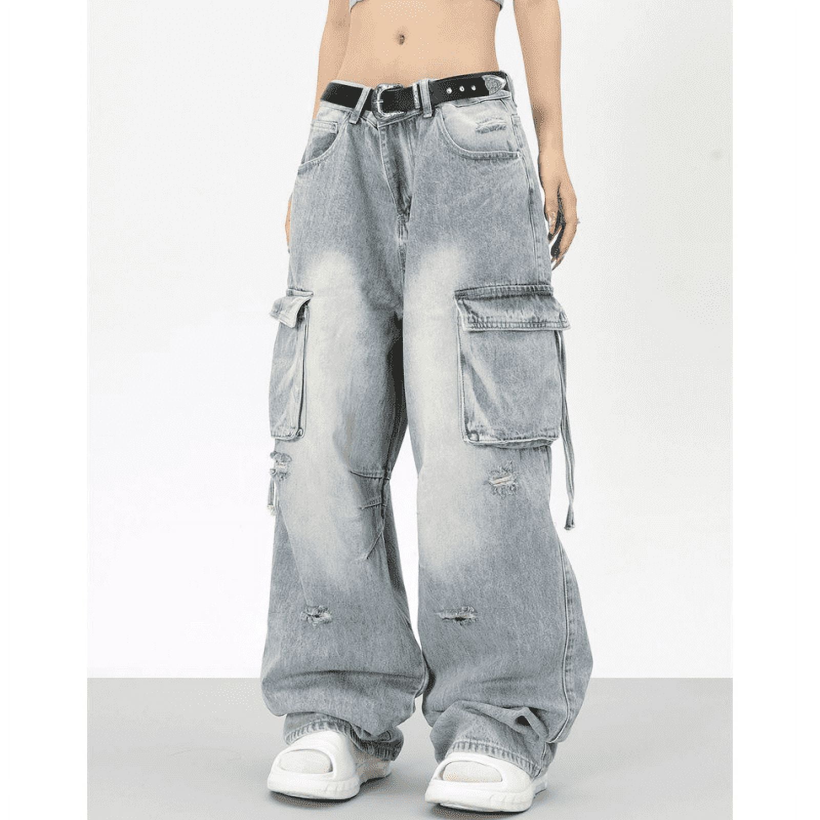 Blue Gradient Vintage High Waist Women Jeans Korean Fashion Streetwear ...