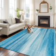 Blue Gradient Washable Area Rug 6x9 Minimalist Sea Waves Modern Summer ...