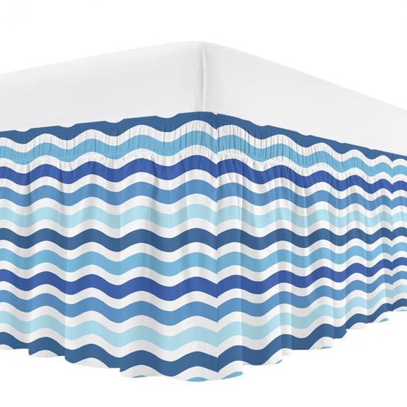 Blue Gradient Water Ripple Bed Skirt Bed Skirts King Size 16 Inch Drop ...