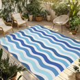 Blue Gradient Water Ripple Outdoor Rug, Striped Non-Slip Area Rugs ...