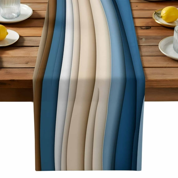 Blue Gradient Water Ripple Table Runners 13x70 Inches Long Linen Burlap ...