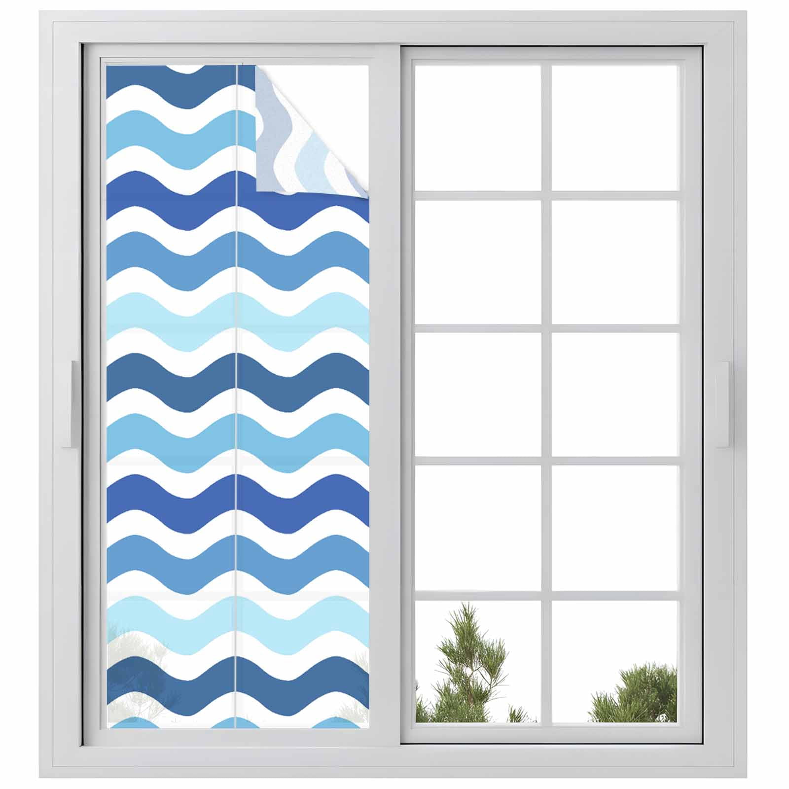 Blue Gradient Water Ripple Window Privacy Film, Striped Frosted Glass ...