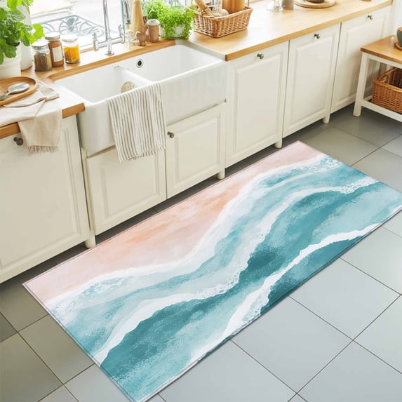 Blue Gradient Water Ripples Beach Rectangle Rug 2'x6' Abstract Ocean ...