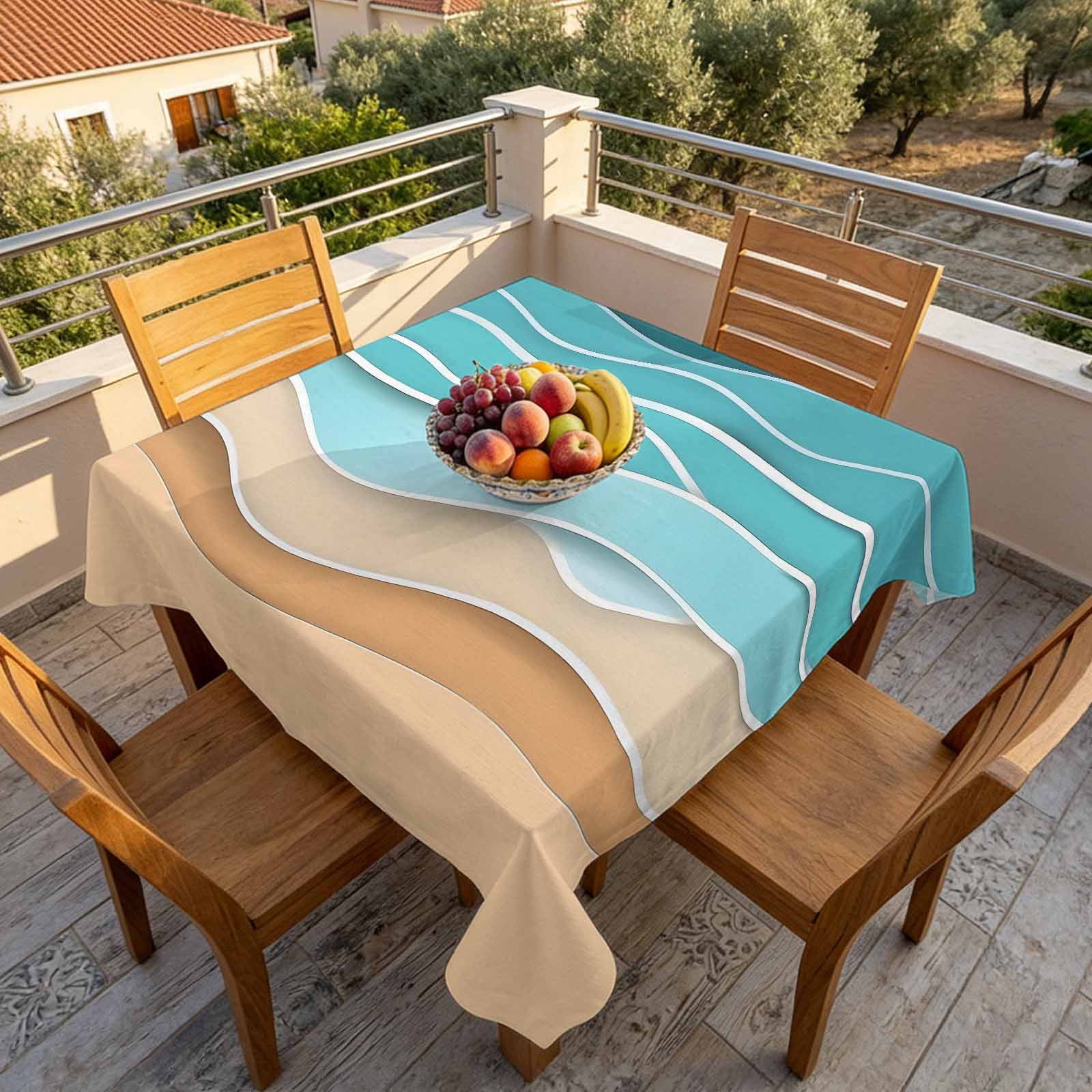 Blue Gradient Water Ripples Table Cloth 60x60in, Waterproof Square ...