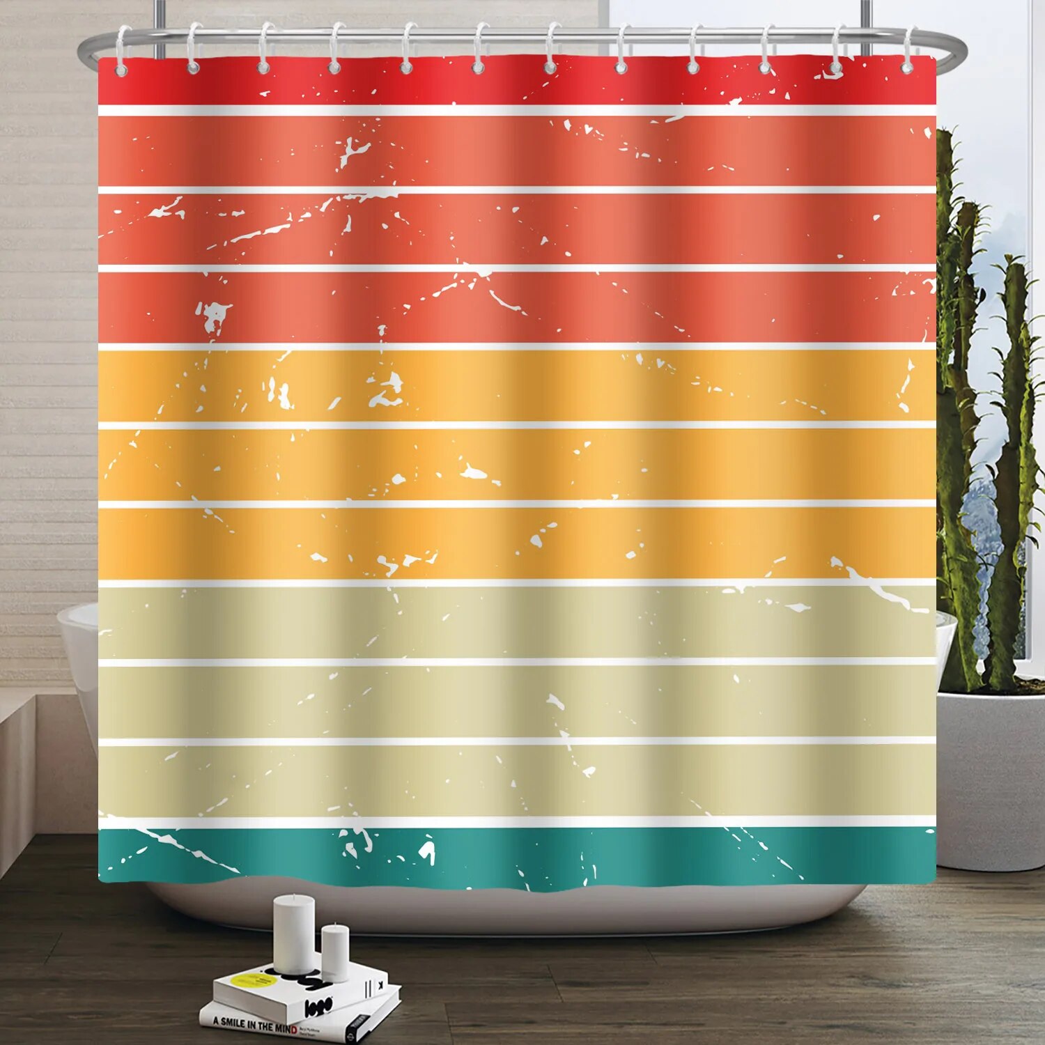 Blue Gradual Change Waterproof Shower Curtain for Bathroom Pink Marble ...