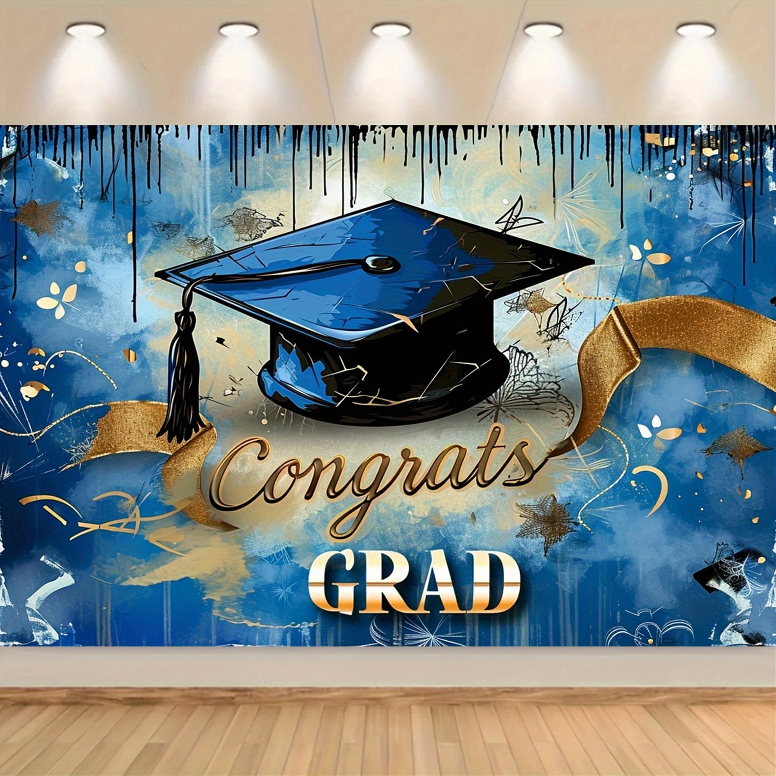 Blue Graduation Backdrop,Polyester, Class of 2025 Party Decor ...