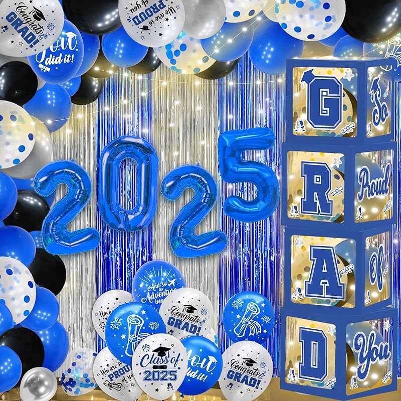 Blue Graduation Balloon Boxes 2025 with Led Light Graduation ...