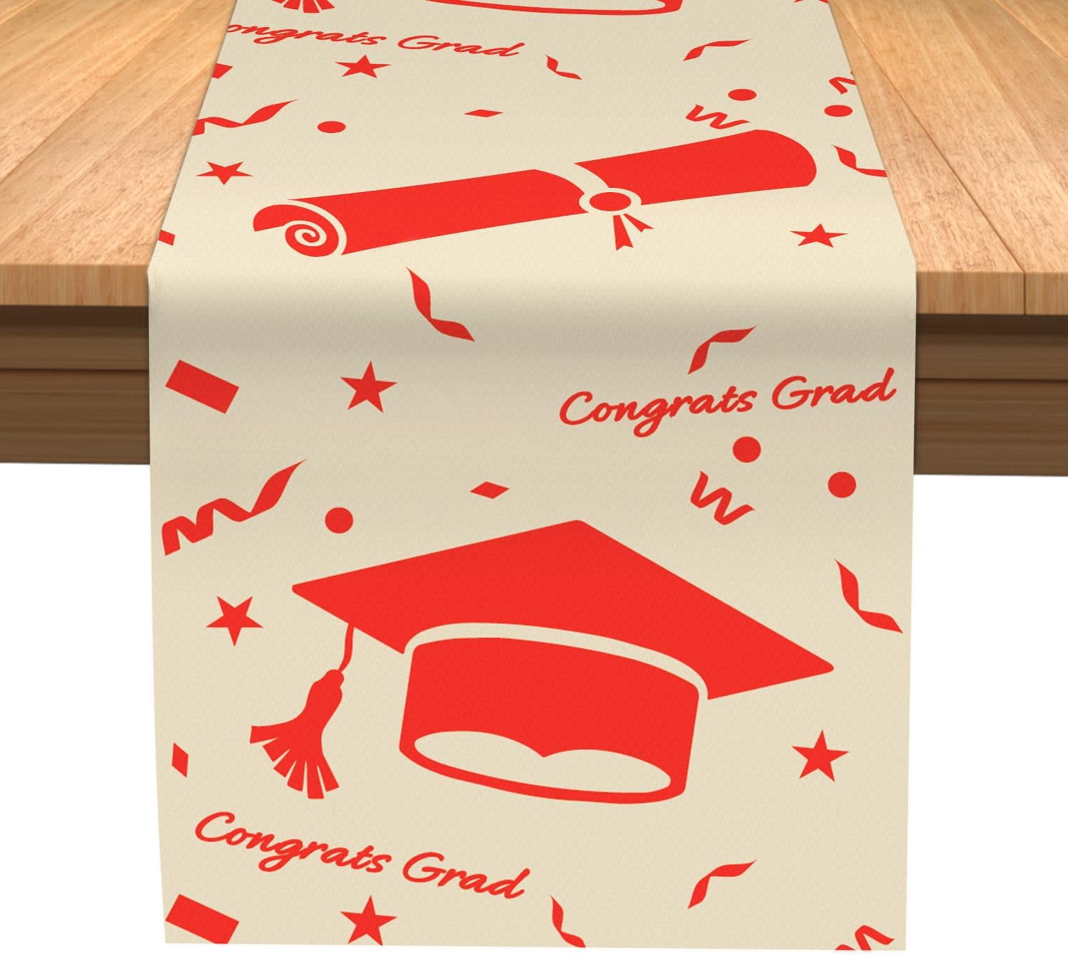 Blue Graduation Cap Diploma Pattern Linen Table Runners Centerpiece ...