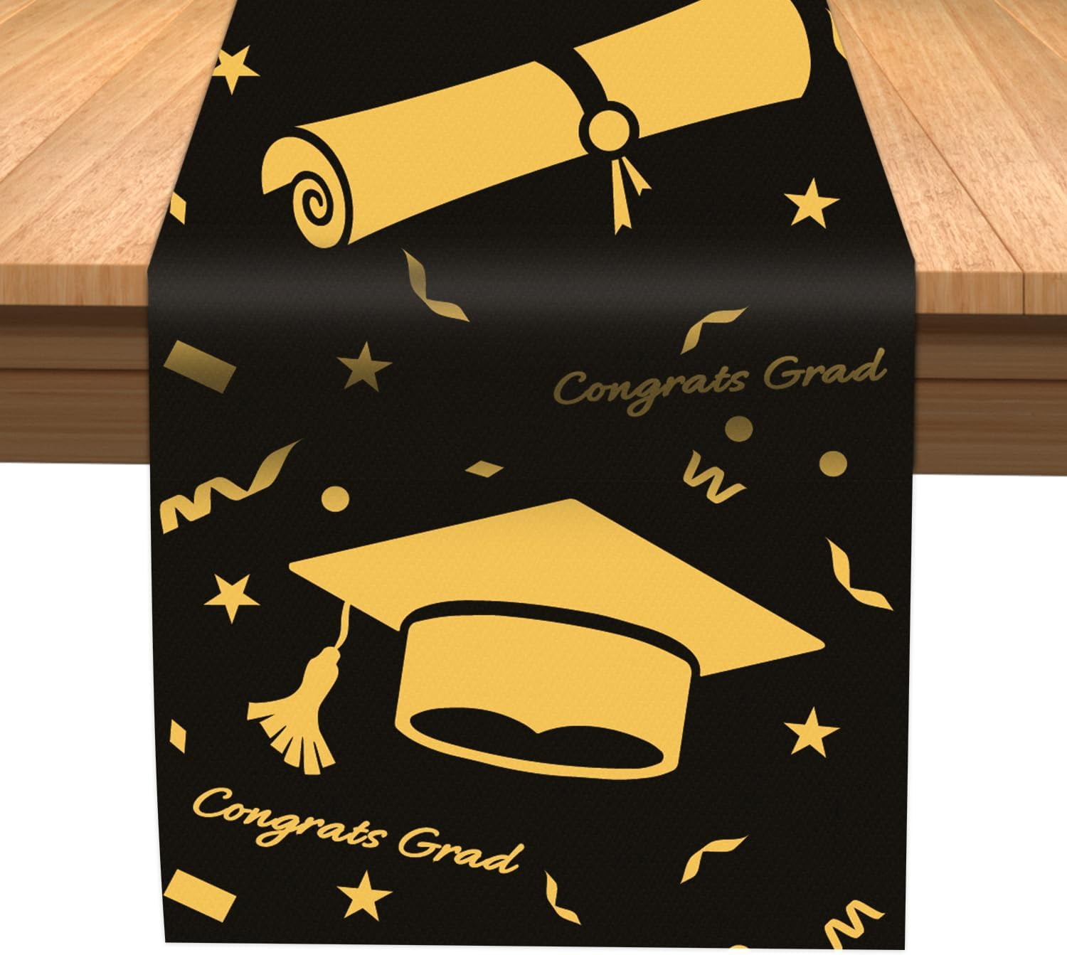 Blue Graduation Cap Diploma Pattern Linen Table Runners Centerpiece ...