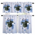 Blue Graduation Cap Kitchen Curtains Set for Windows, Rose Flower ...