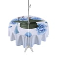 Blue Graduation Cap Round Outdoor Tablecloth with Umbrella Hole Rose ...