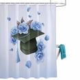 Blue Graduation Cap Shower Curtain, Rose Flower Gradient Abstract ...