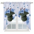 Blue Graduation Cap Swag Curtain Valance for Window 2 Panels Rose ...