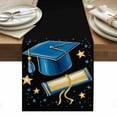 Blue Graduation Cap Table Runner Modern Art Diploma Starry Tablerunners ...