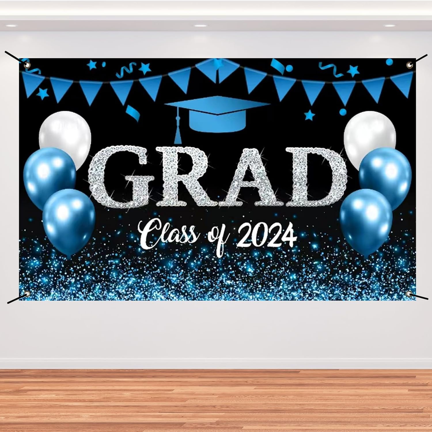 Blue Graduation Decorations Class of 2024 Grad Party Backdrop Banner ...