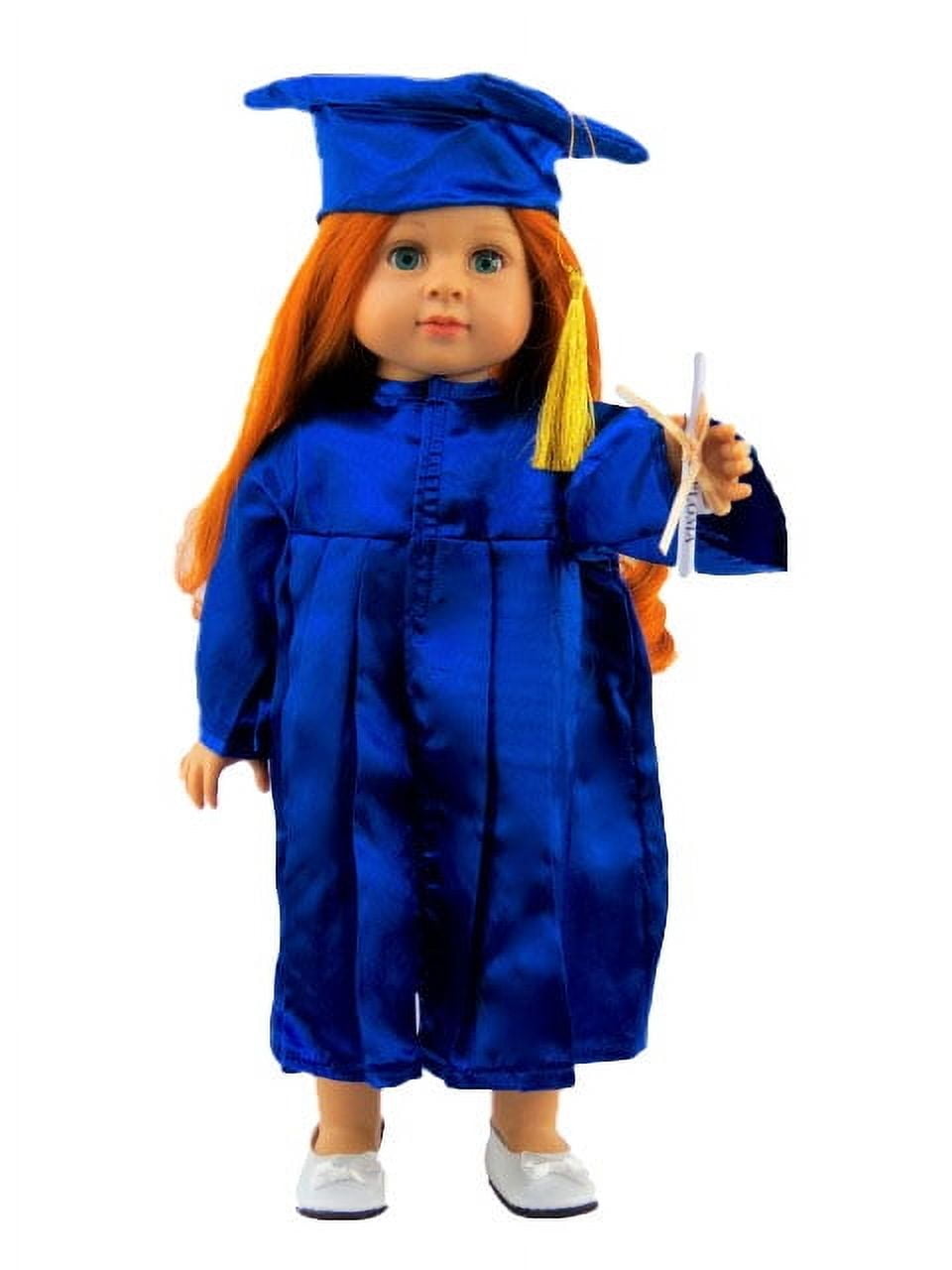 Blue Graduation Gown, Cap, and Diploma Outfit for 18 Inch Dolls ...