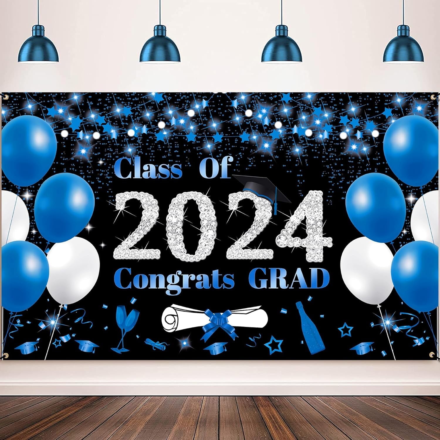 Blue Graduation Party Decoration, Blue Silver Class of 2024 Graduation ...