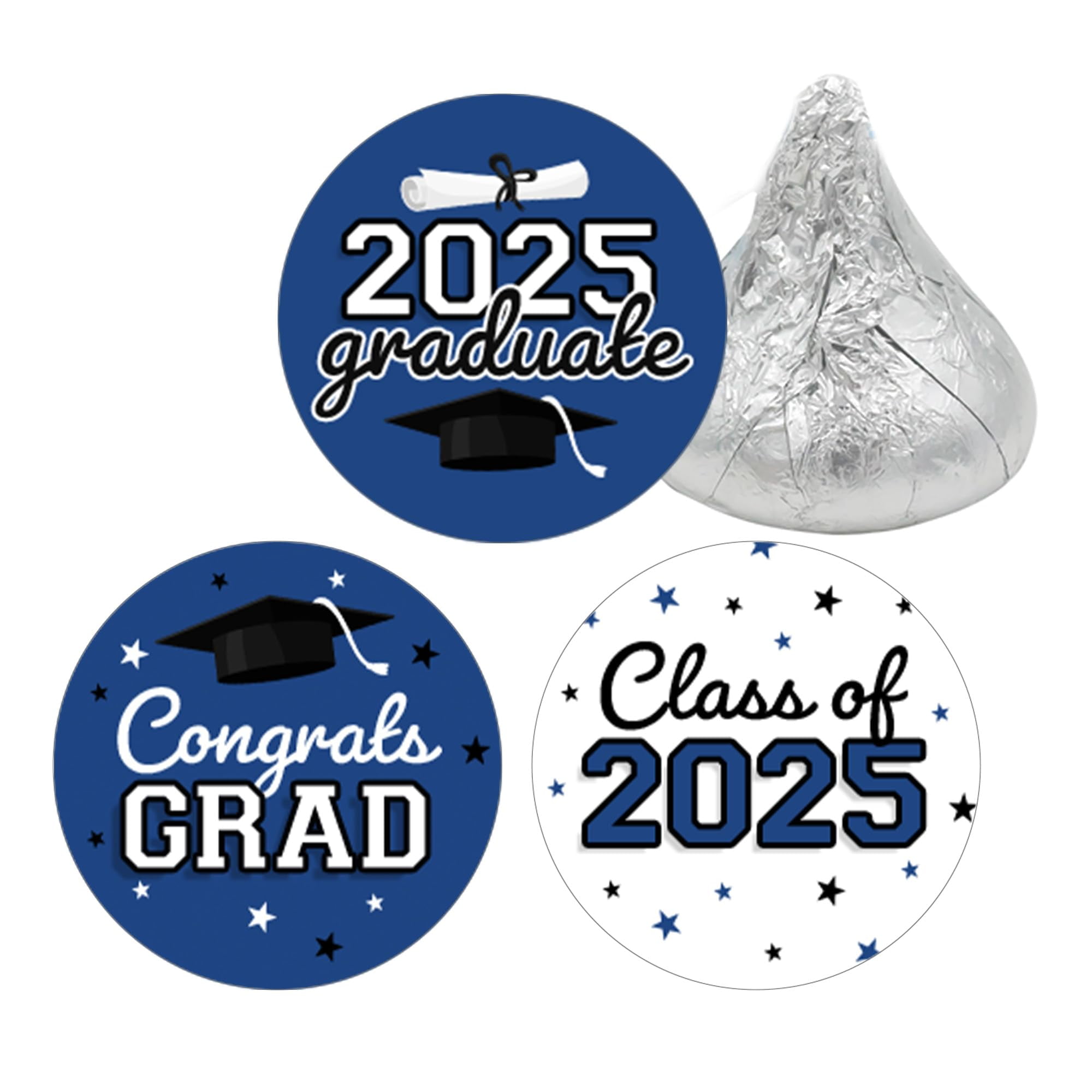 Blue Graduation Party Stickers DMF15 for Kisses Candy, Chocolate Drops ...