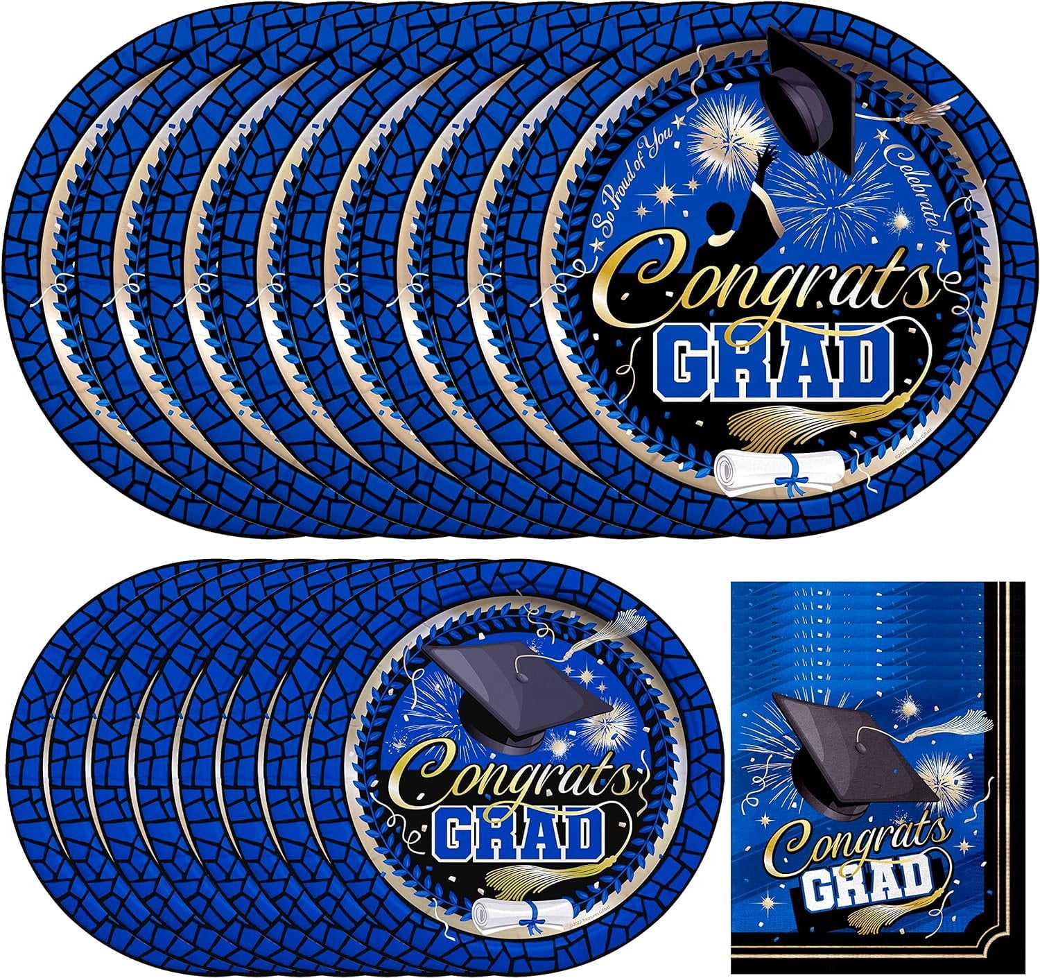 Blue Graduation Party Tableware Starter Set for 16 Guests - Walmart.com