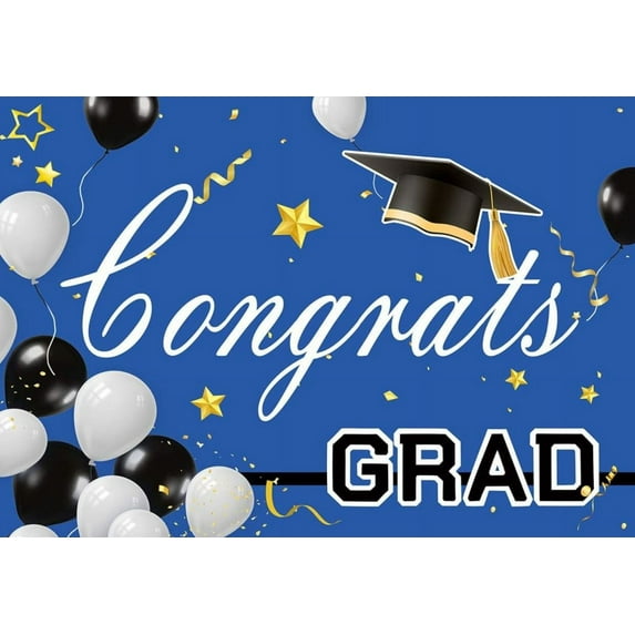 Blue Graduation Party rations Backdrop for School Photography ...