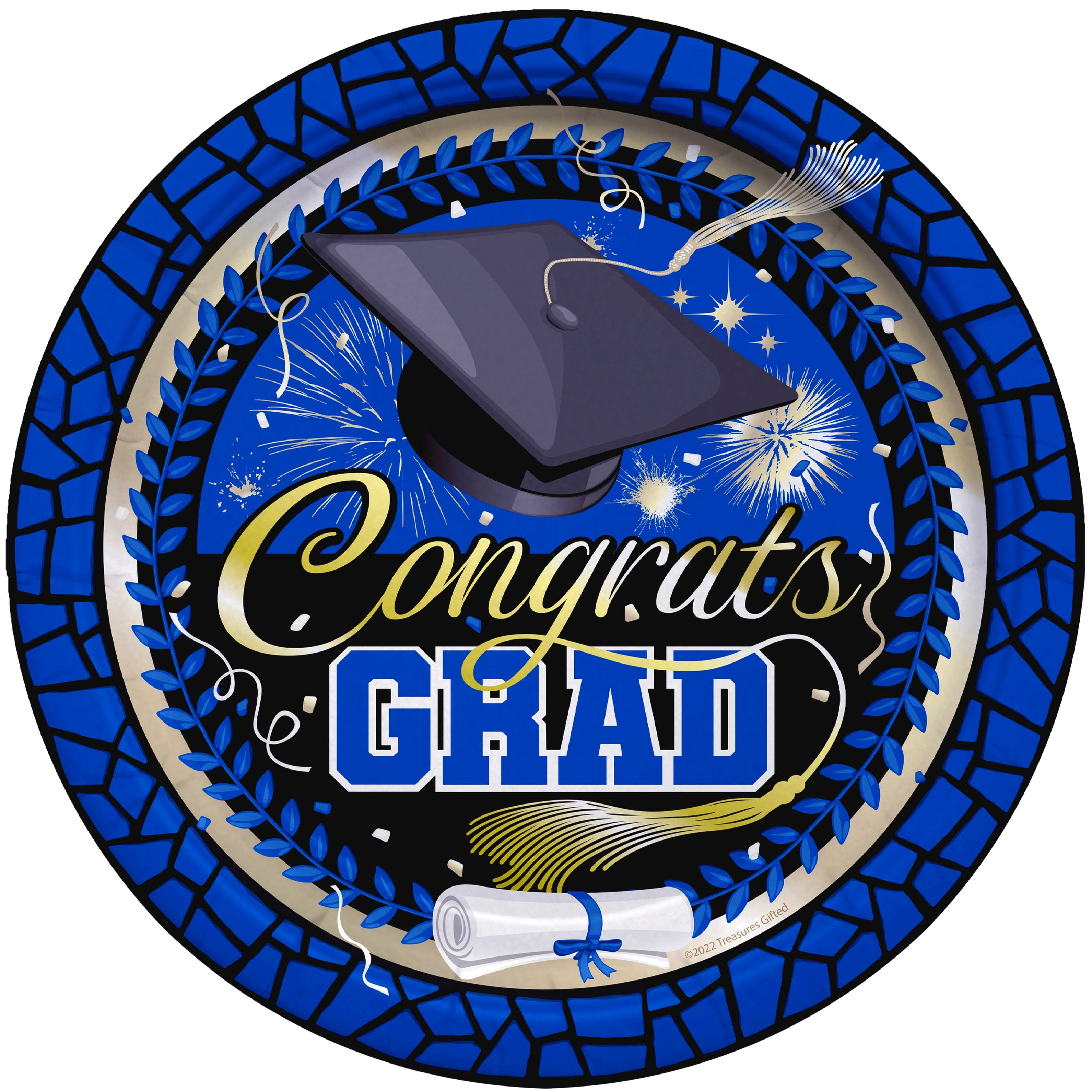 Blue Graduation Plates 7in 24 Count - Blue Graduation Party Supplies ...