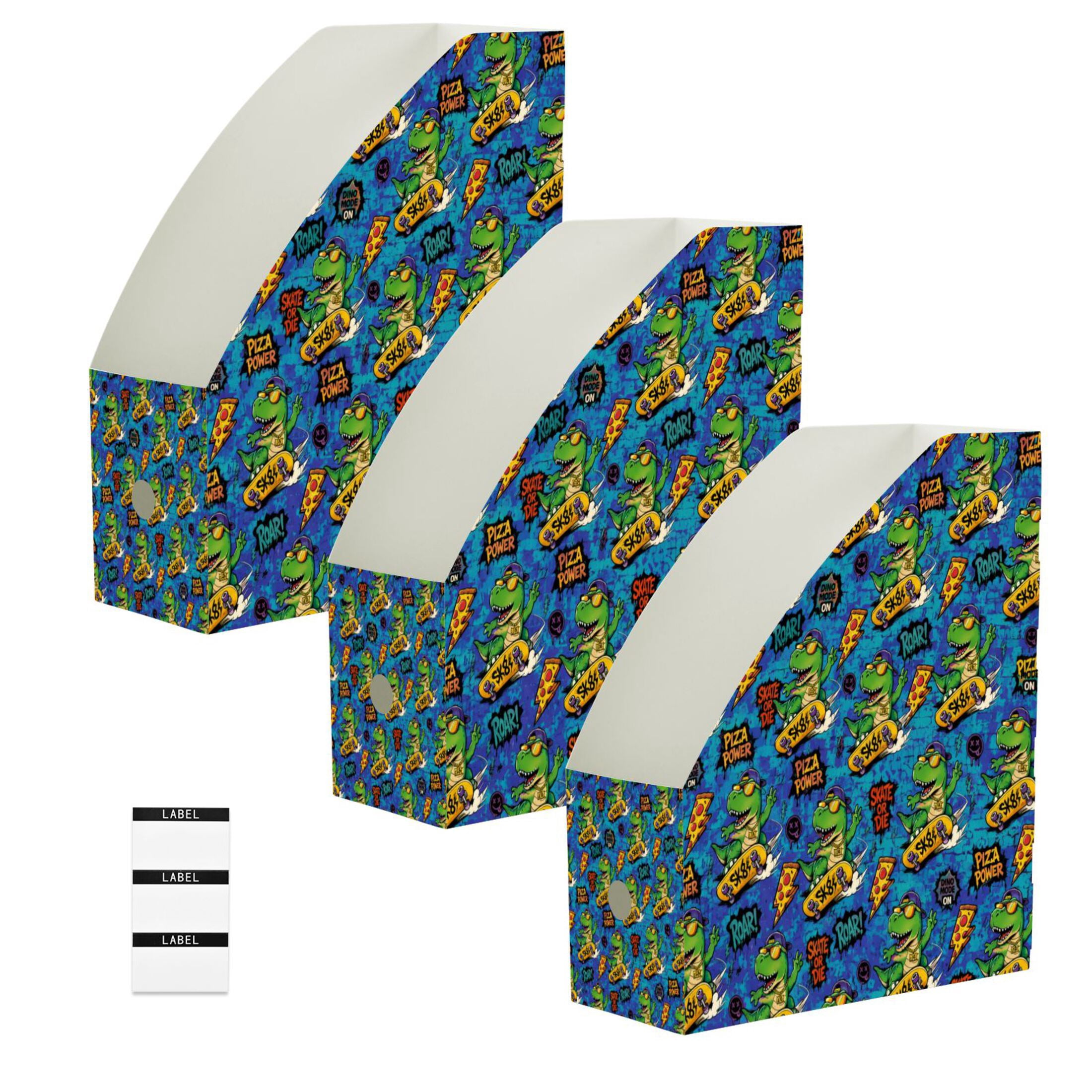 Blue Graffiti Skate Dinosaur 6 Pack Magazine File Holders Desktop File ...