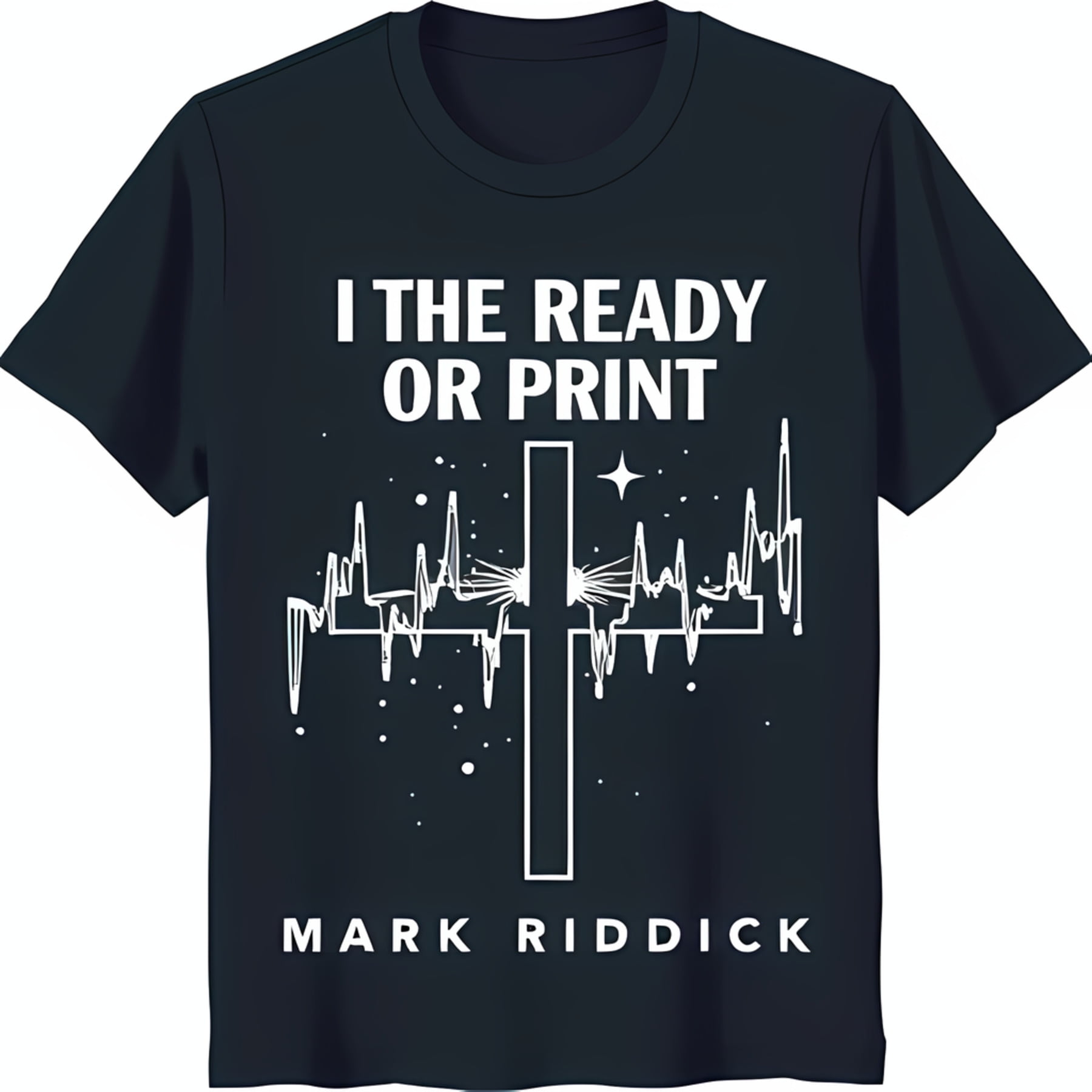 Blue Graphic T-Shirt with White EKG Wave & 'I The Ready Or Print ...