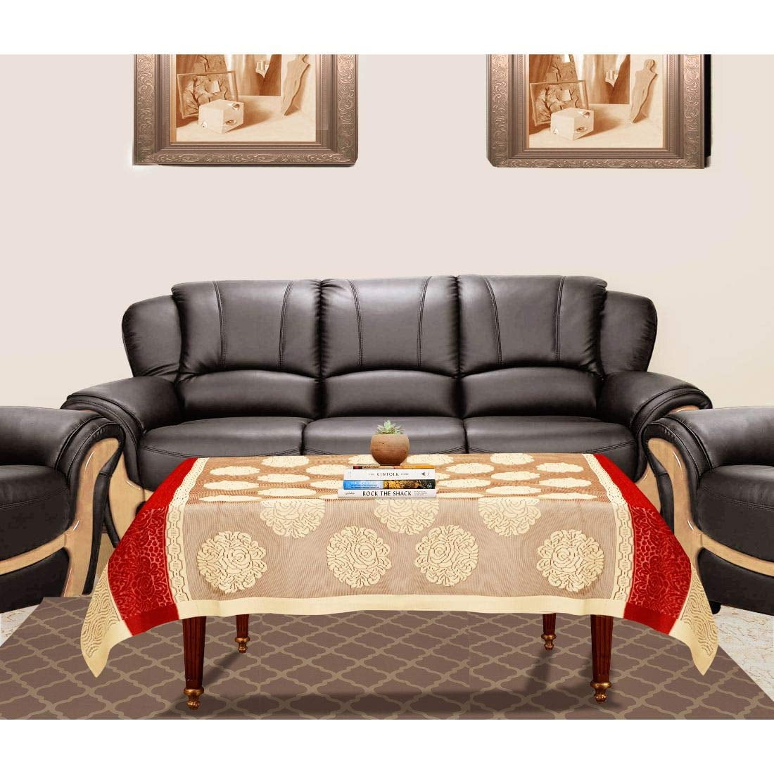 Blue Grass Center Table Cover Net Cloth 40 60 Inches Maroon Border ...