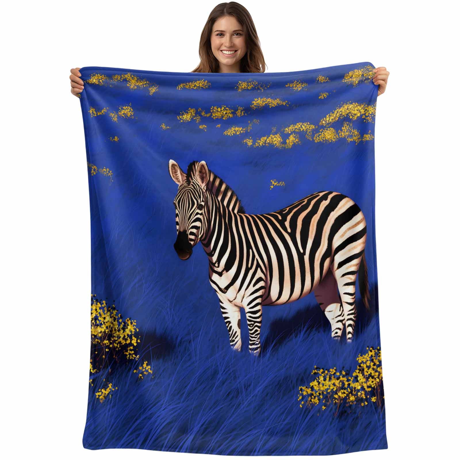 Blue Grassland Abstract Blanket Soft Cozy Warm Twin Blanket for Bed ...
