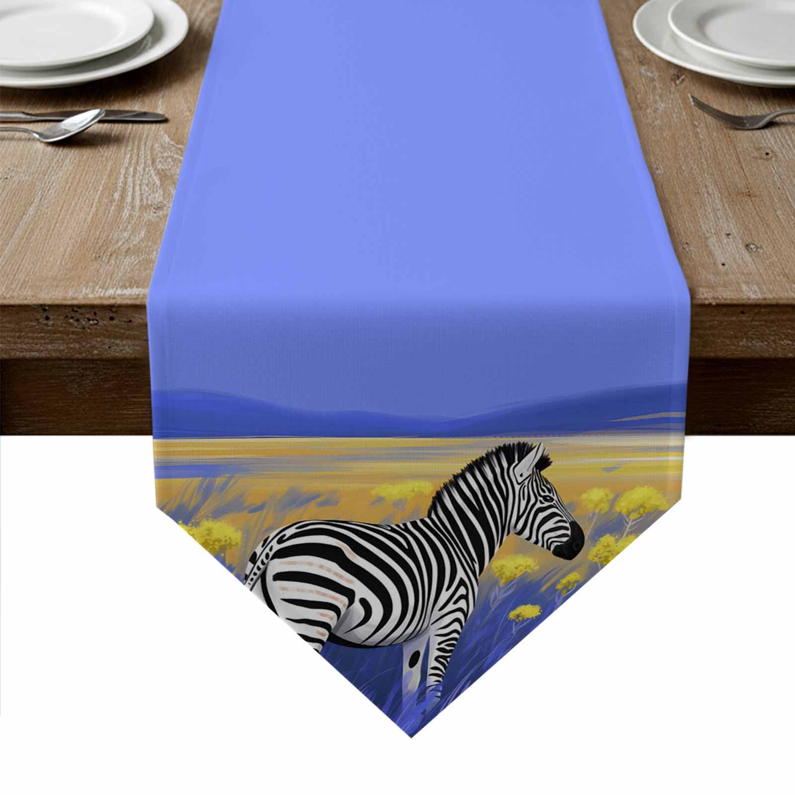 Blue Grassland Table Runner Linen Burlap Table Runner 72 Inches Long ...