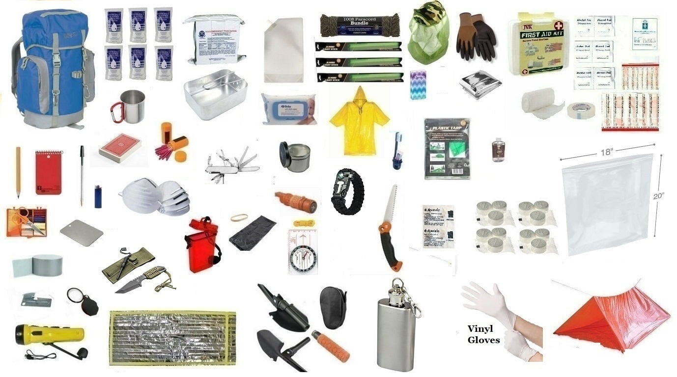 Blue/Gray 3 Day Medium Backpack Survival Kit 72 Hour Emergency Disaster ...