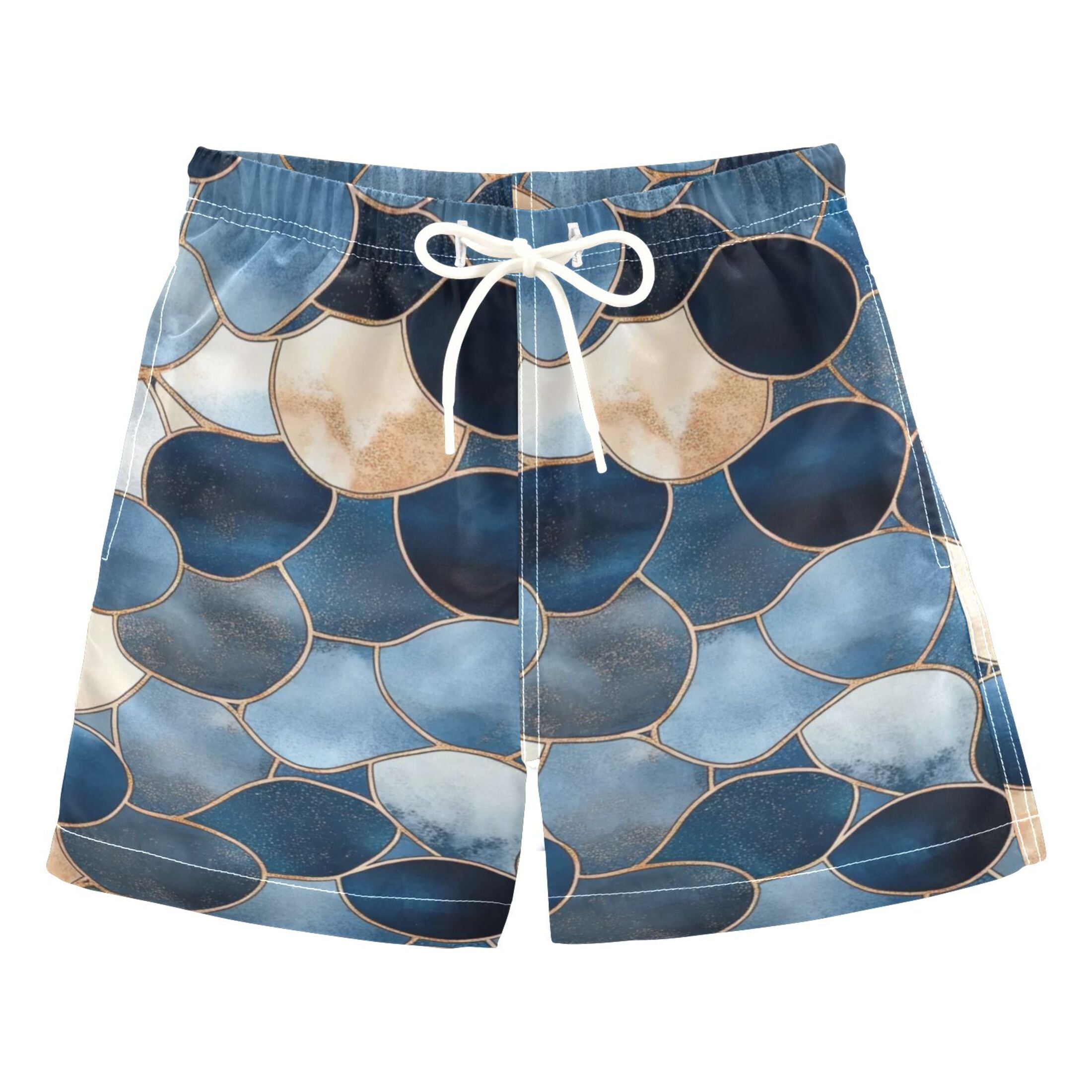 Blue Gray Abstract Art Boys Swim Trunks Quick Dry Boy Swim Shorts for 3 ...