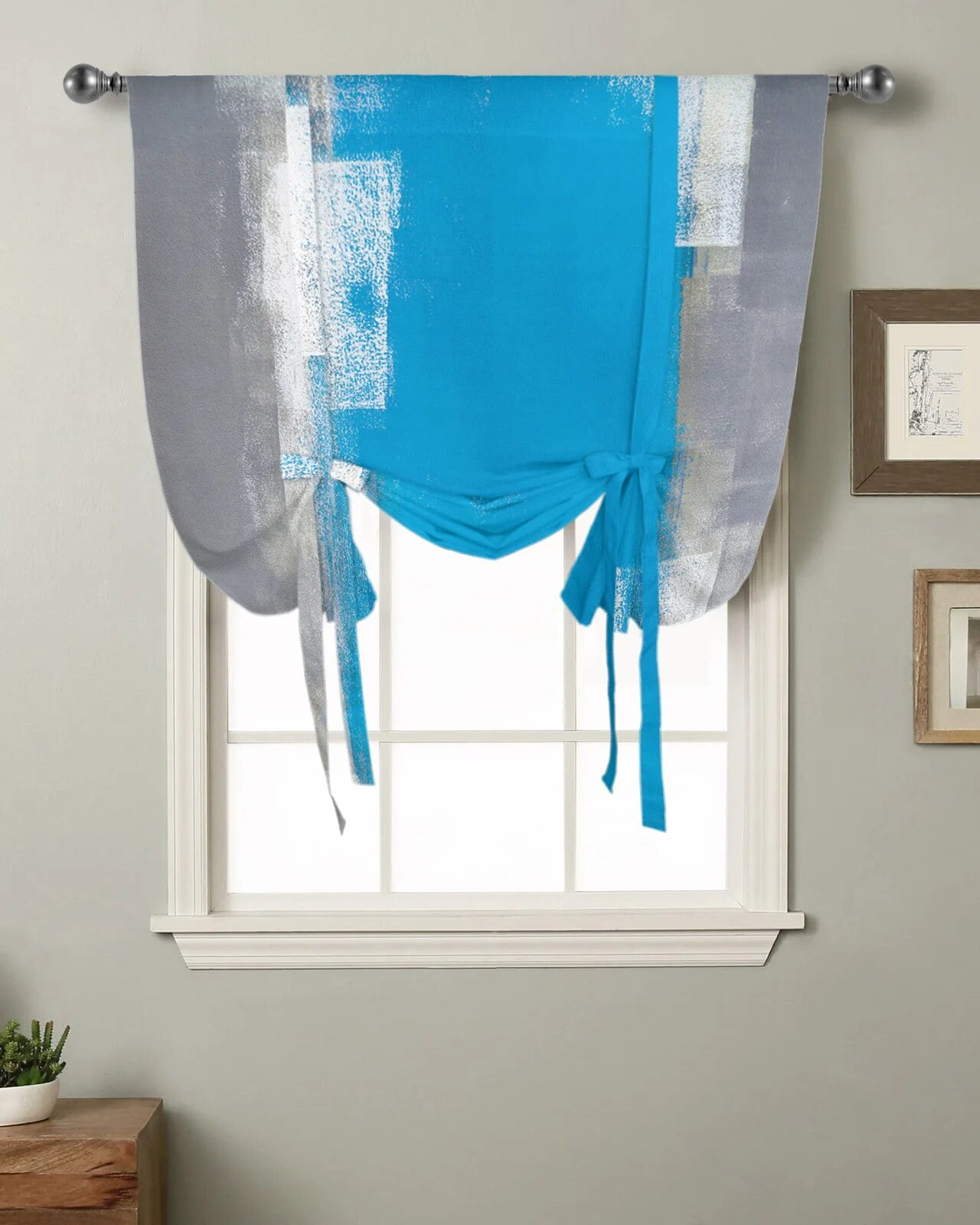 Blue Gray Abstract Art Oil Painting Texture Kitchen Short Window ...