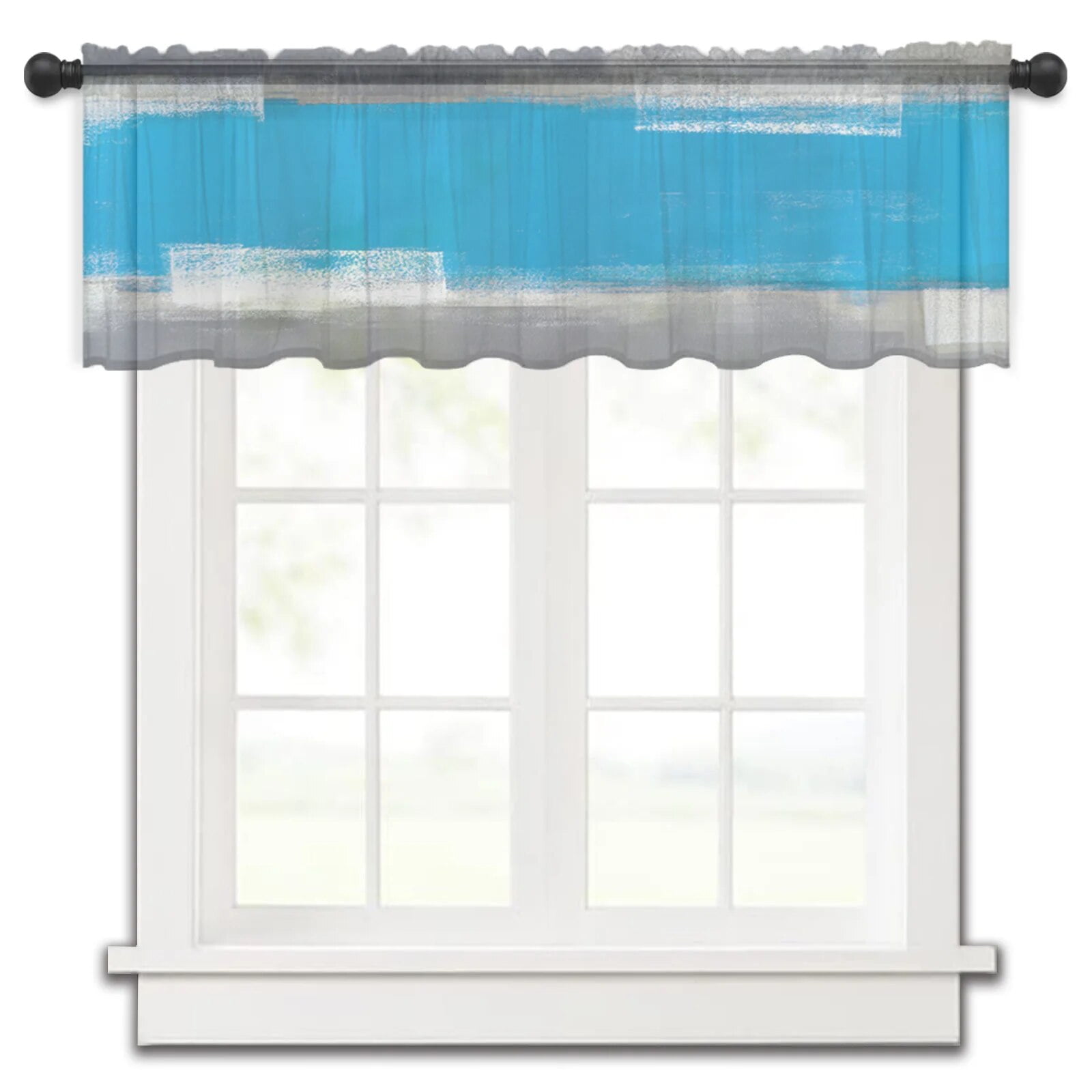 Blue Gray Abstract Art Oil Painting Texture Sheer Curtains For Living ...