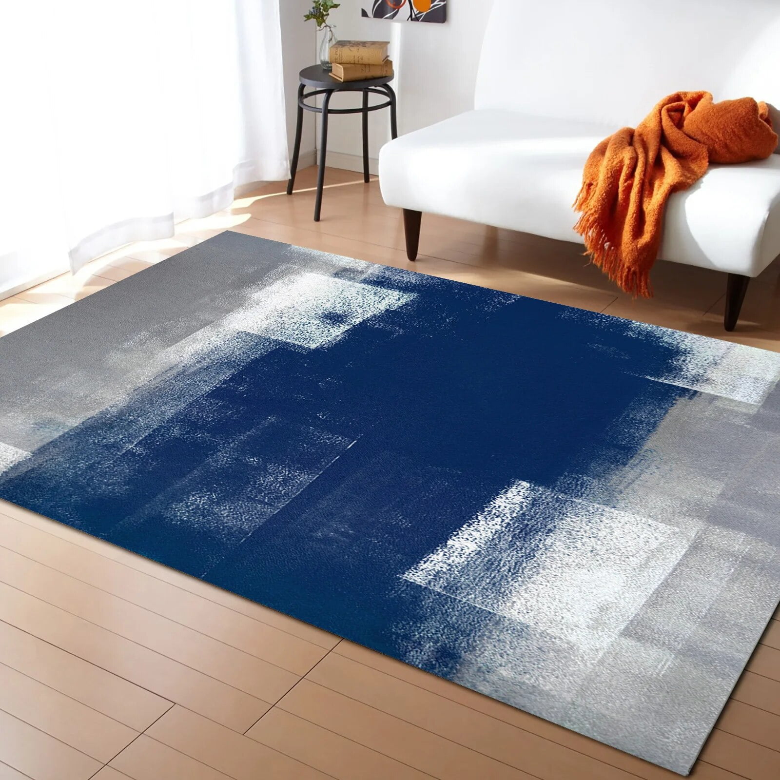 Blue Gray Abstract Art Texture Carpet Area Rug Children's Room Living ...