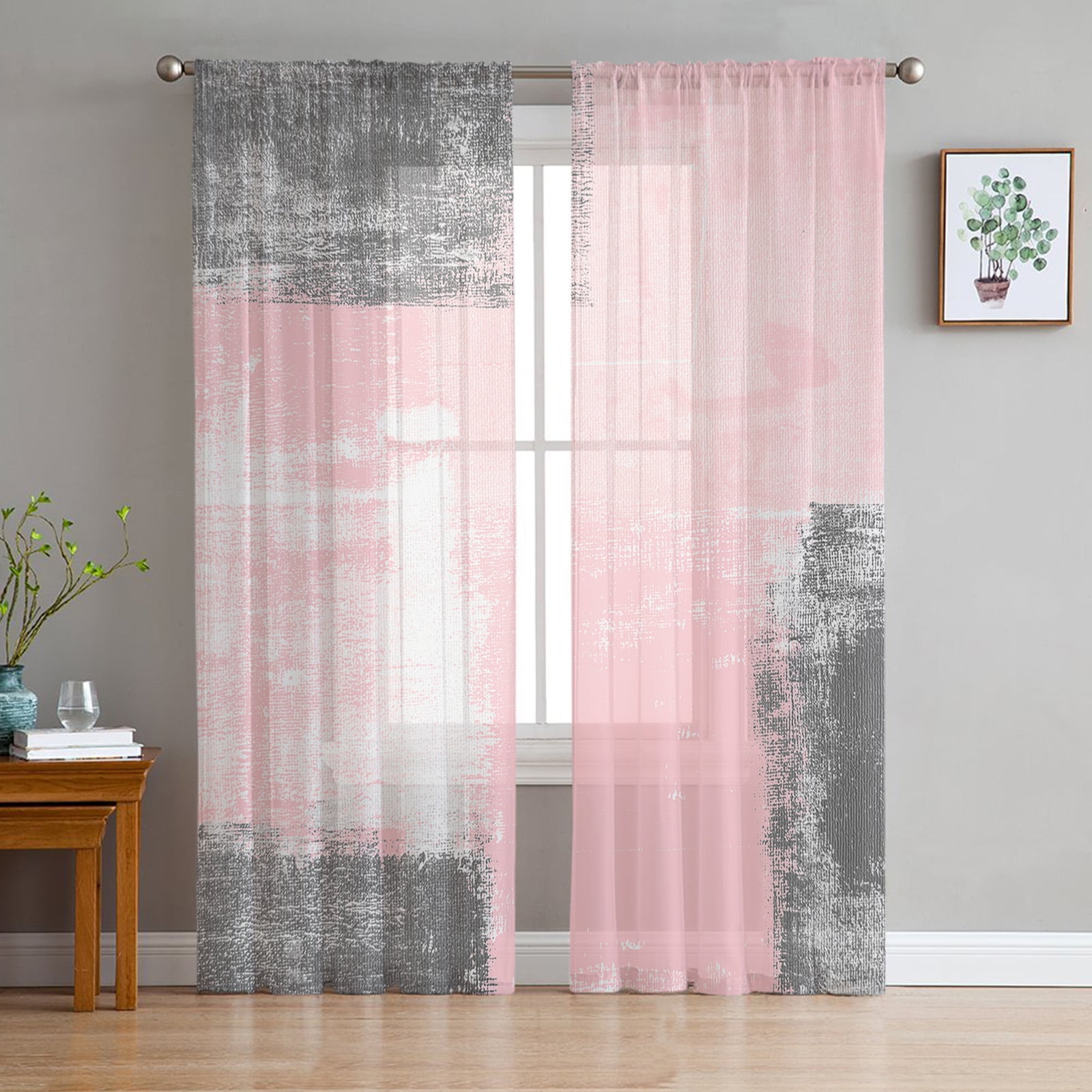 Blue Gray Abstract Art Texture TextureTulle Curtains ration Modern ...