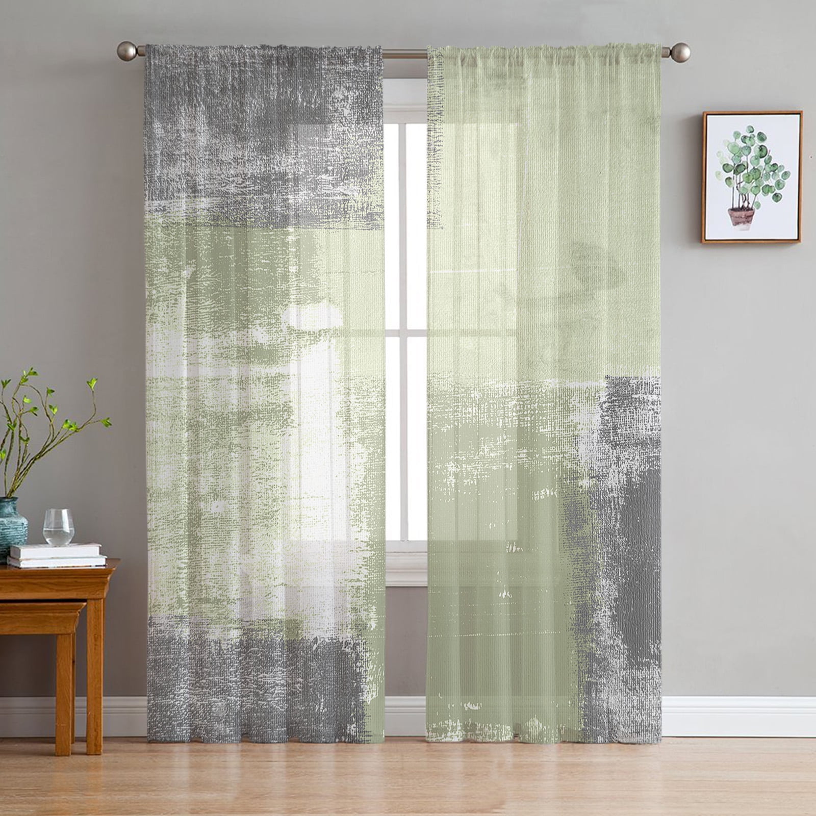 Blue Gray Abstract Art Texture TextureTulle Curtains ration Modern ...