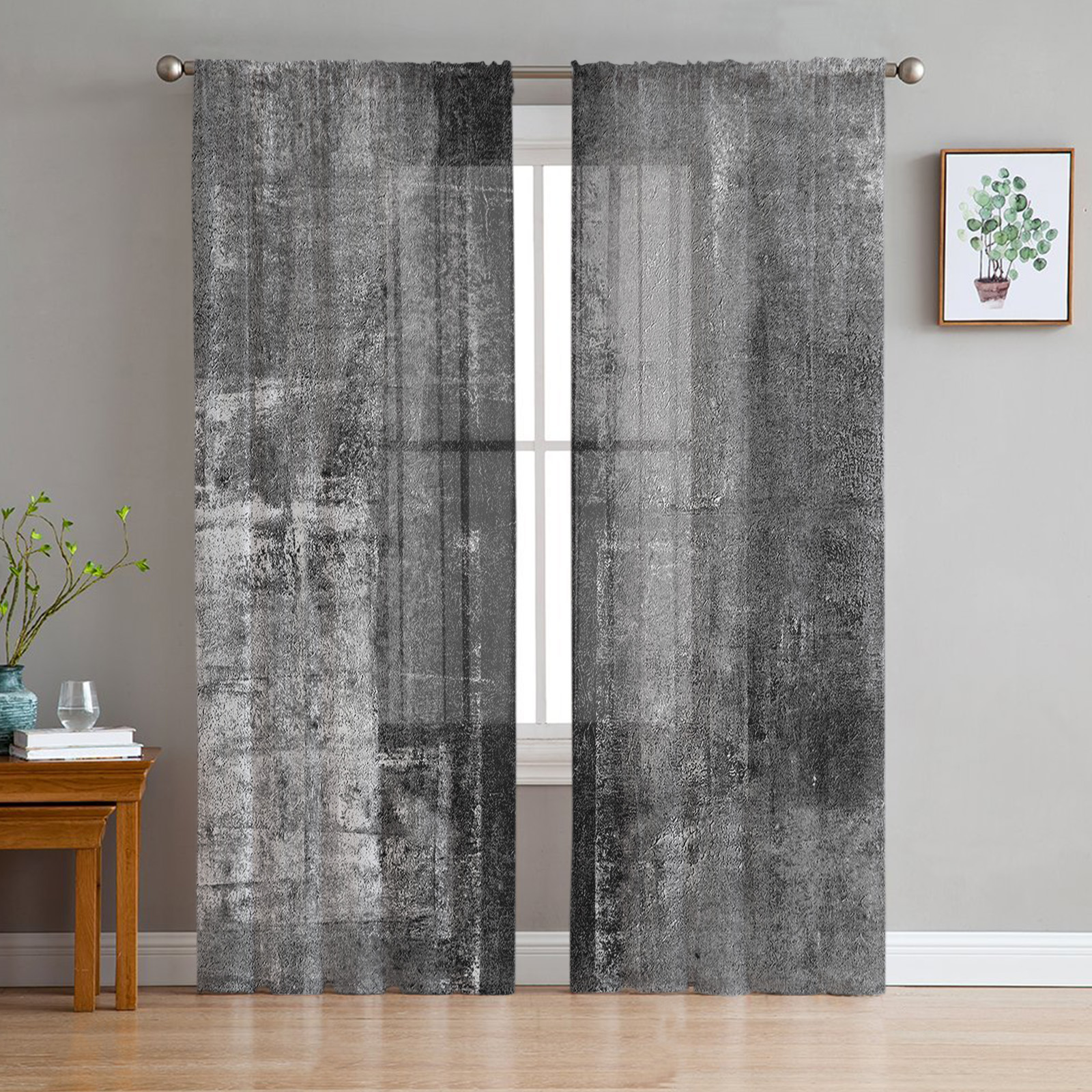 Blue Gray Abstract Art Texture TextureTulle Curtains ration Modern ...