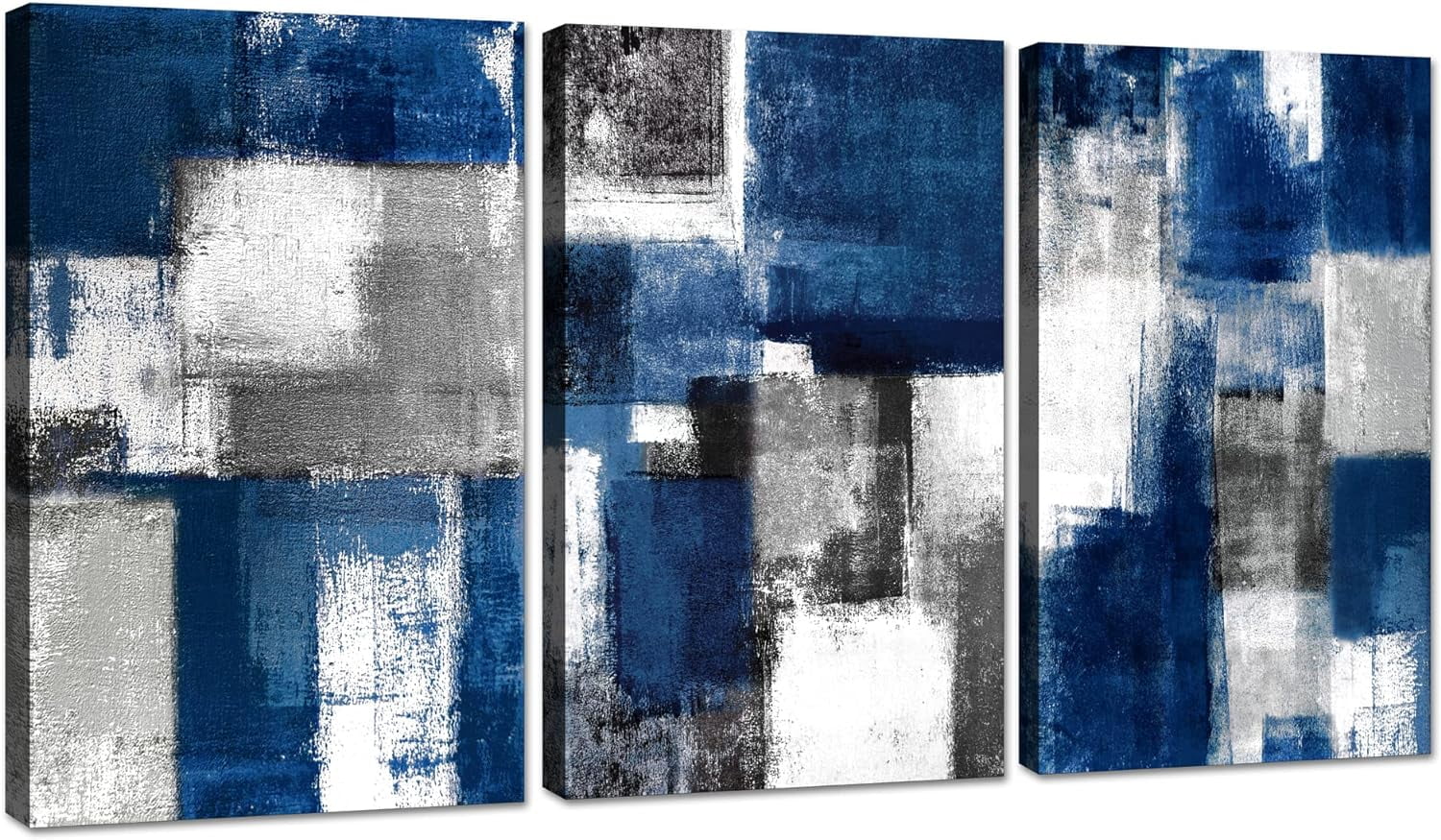 Blue and Gray Abstract Wall Art for Living Room Wall Decor Modern ...