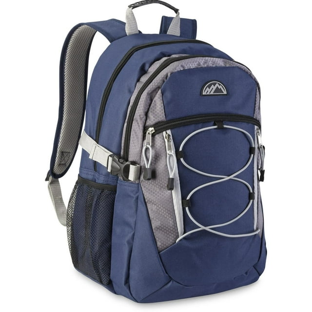 Blue Gray Backpack with Laptop Pocket & Bungee School Travel Pack ...