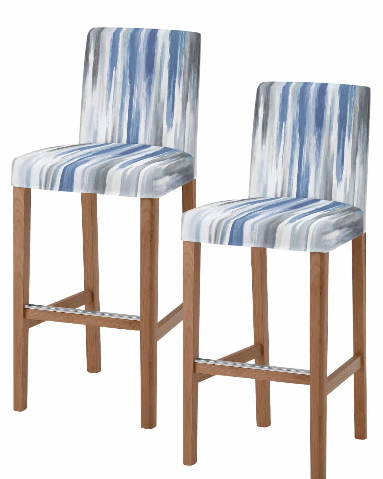 Blue Gray Bar Stool Covers Set of 2, Modern Simple Abstract White Ombre ...