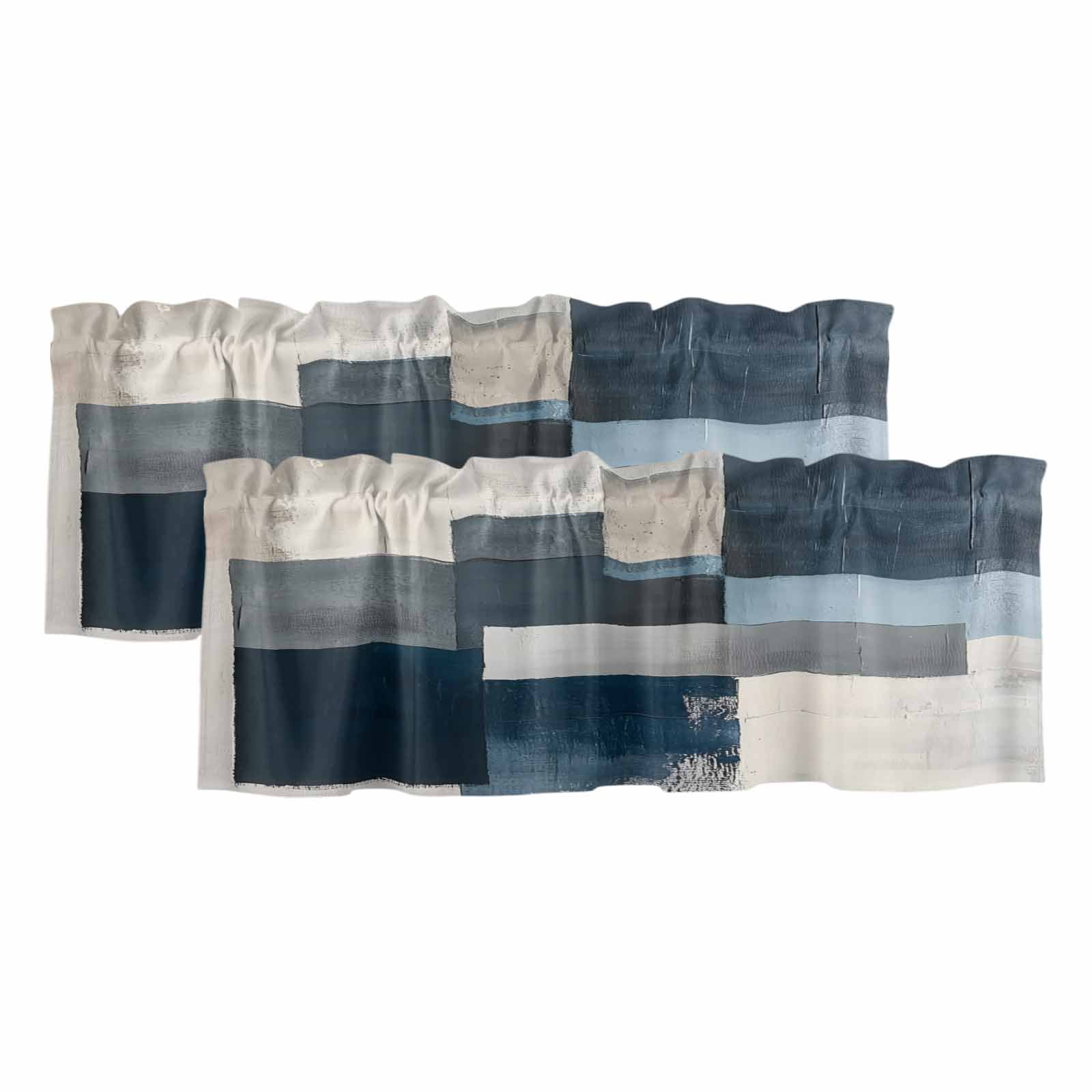 Blue Gray Beige Curtain Valances for Windows, Kitchen Valance Window ...